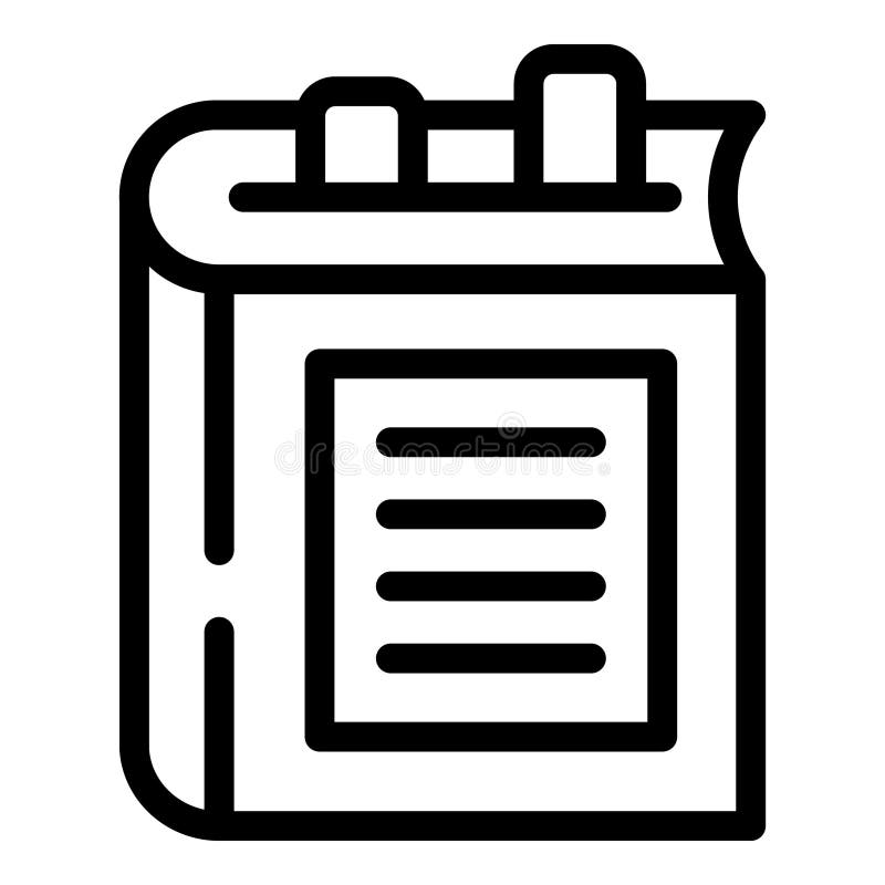 Simple Black and White Icon of a Closed Book with Bookmarks Sticking ...