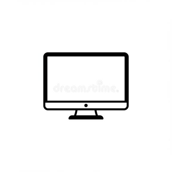 Simple Black and White Icon of a Computer Monitor. it Features a ...