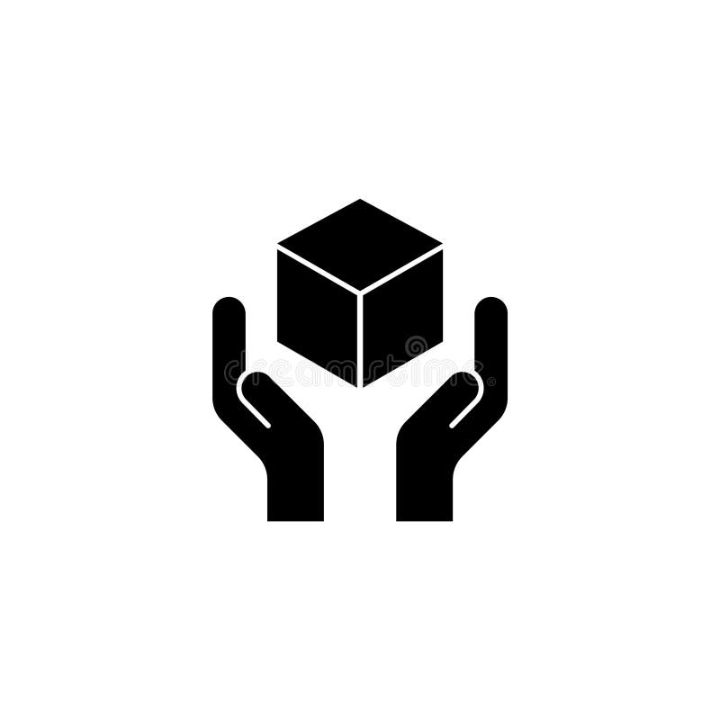 A Simple Black and White Icon Depicting a 3D Cube or Package Being Held ...