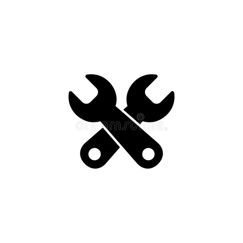 A Simple Black and White Icon Depicting Two Crossed Wrenches, Representing Tools, Repairs ...