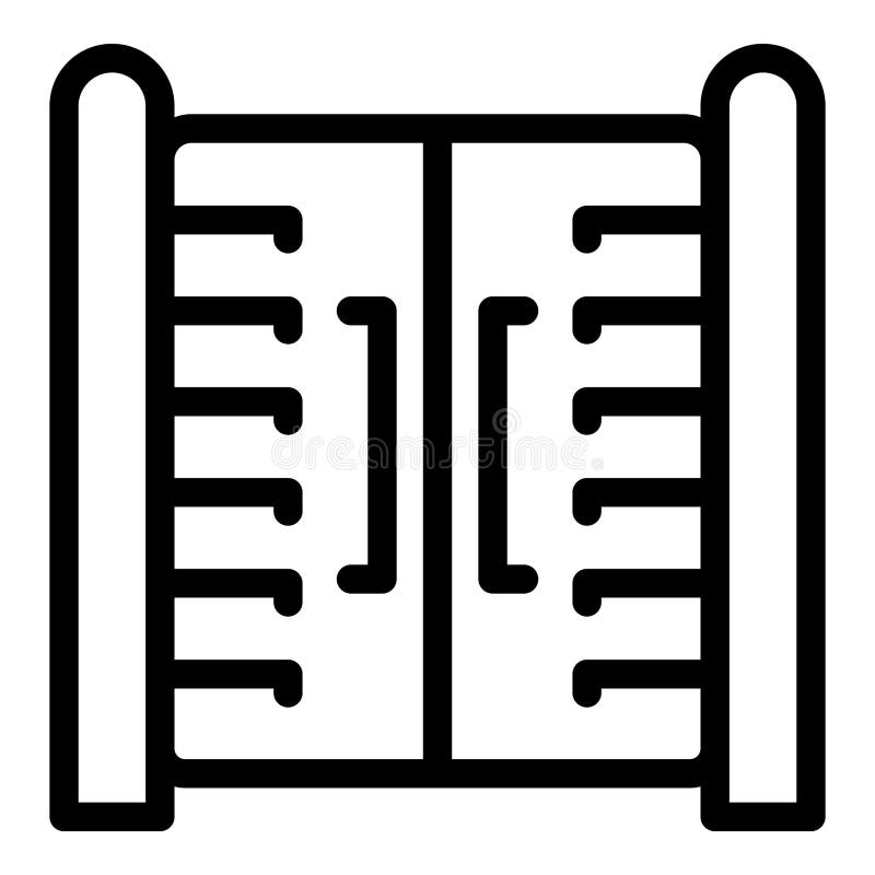 Simple Black and White Icon of a Double Swinging Gate Stock Vector ...