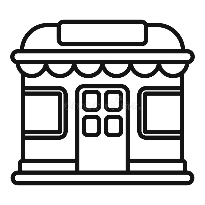 Small Business Storefront Building Facade with Awning Icon Stock Vector ...