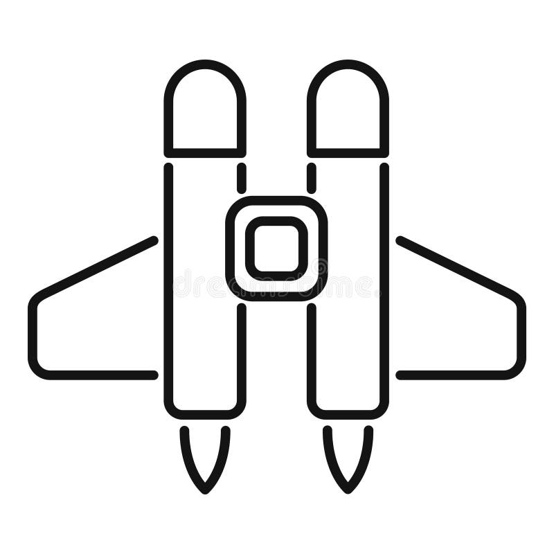 Spaceship Taking Off with Two Rocket Engines Icon Stock Vector ...