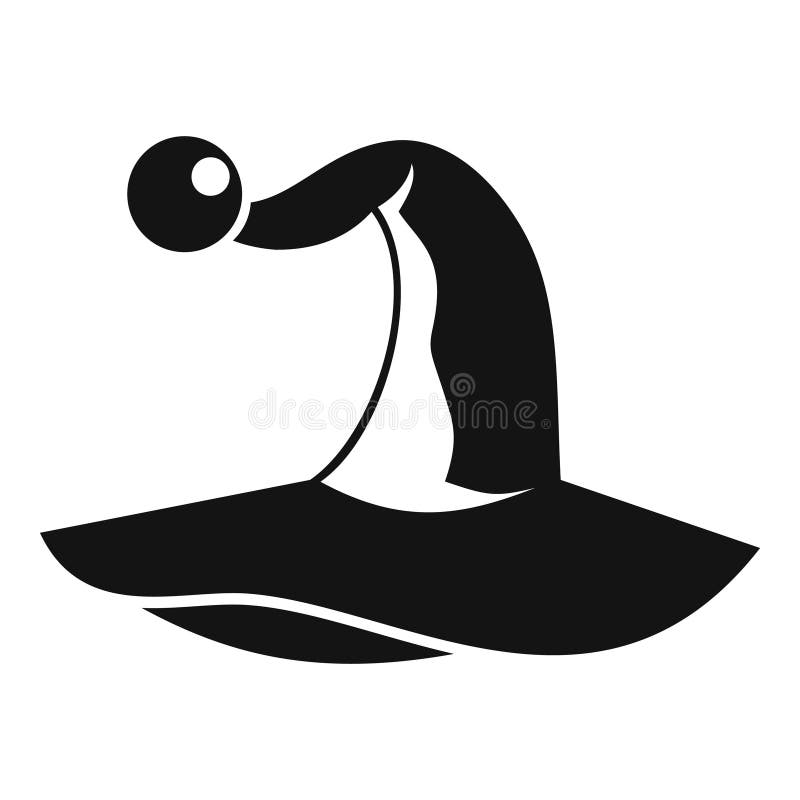 Simple Black and White Icon of a Witch S Hat Pointing Right Stock ...