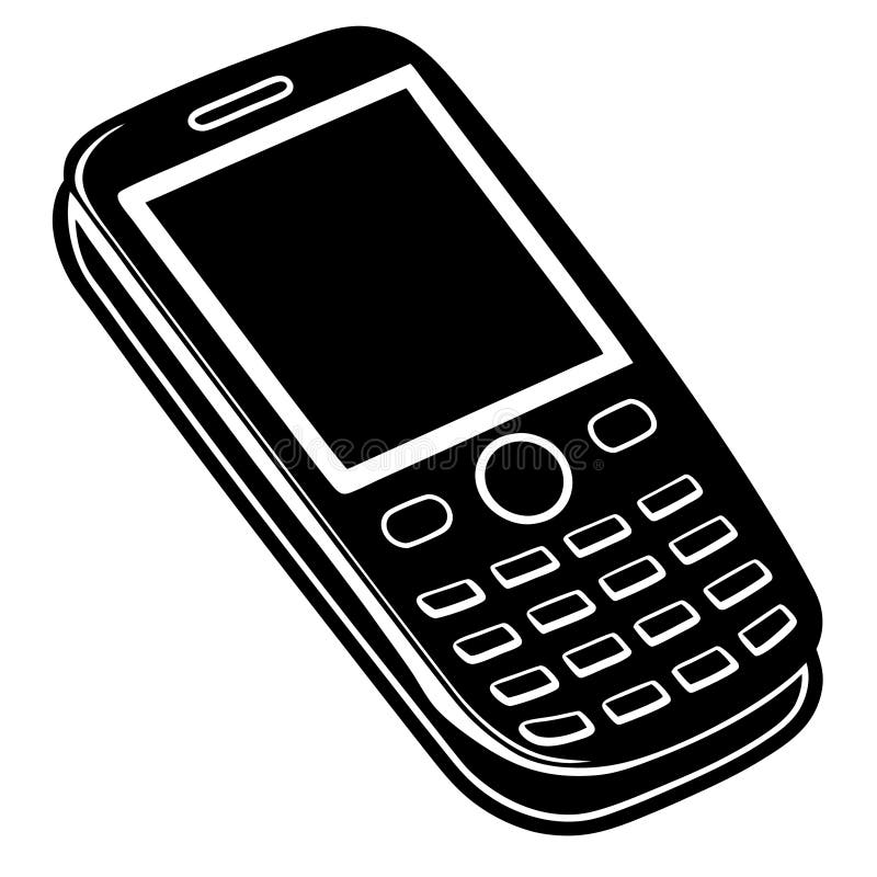 Simple Black and White Illustration of a Classic Mobile Phone. Stock ...