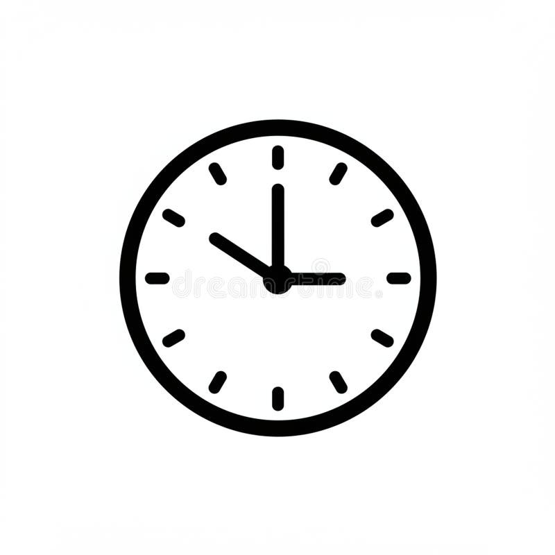 A Simple Black-and-white Illustration of a Clock Displaying the Time 10 ...