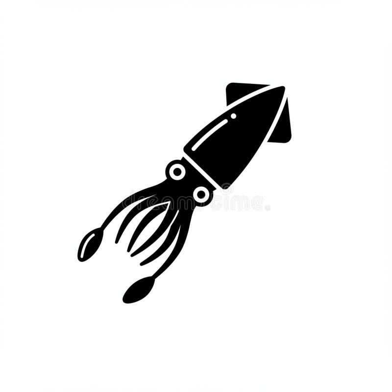 Simple Black-and-white Illustration of a Squid Stock Illustration ...