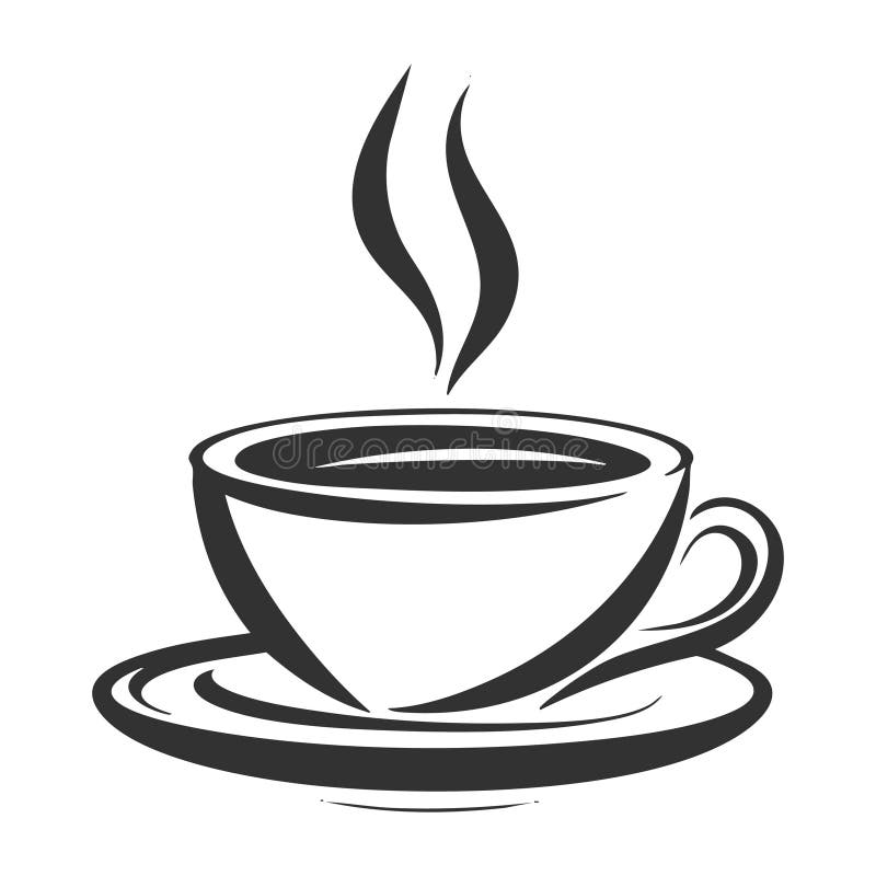 Simple Black and White Illustration of a Steaming Coffee Cup Icon ...
