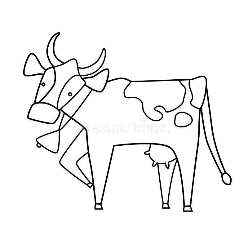 Simple Cow Line Drawing