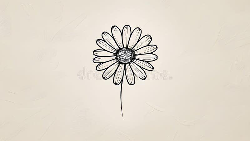 A Simple Black and White Line Drawing of a Daisy. Stock Illustration ...
