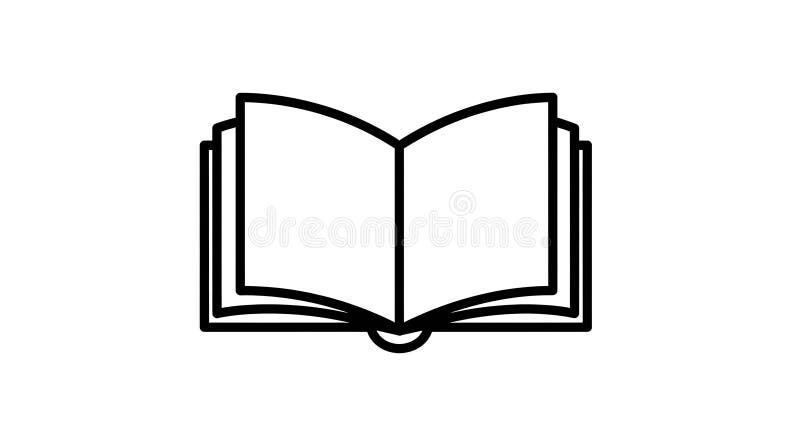 Simple Black and White Line Drawing of an Open Book. the Illustration ...