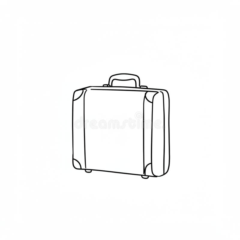 Simple Black and White Line Drawing of a Suitcase. the Suitcase Has ...