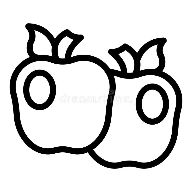 Simple Black and White Line Drawing of Two Apples, Ideal for ...