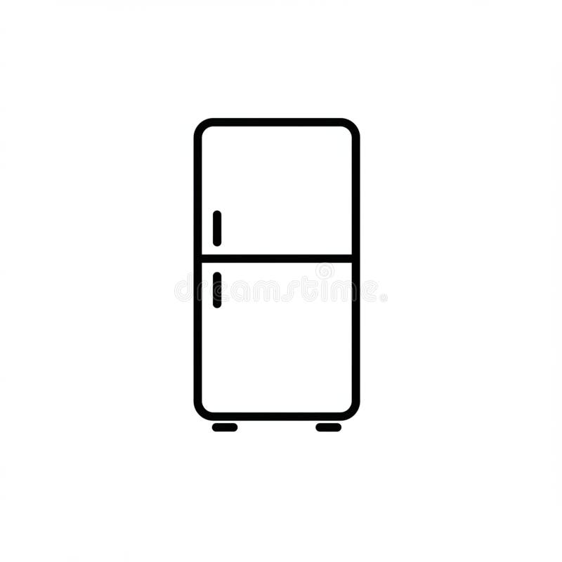 Simple Black and White Line Icon of a Refrigerator, Featuring a Two-door Design. the Stock ...