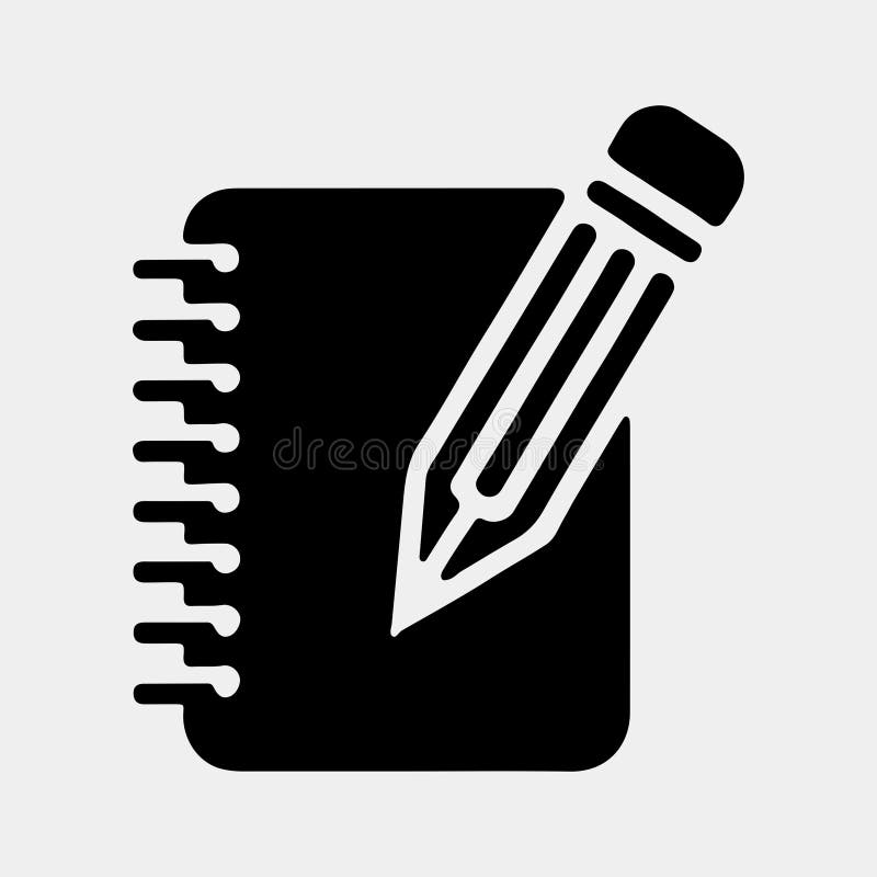 Simple Black and White Notebook Icon Stock Vector - Illustration of ...