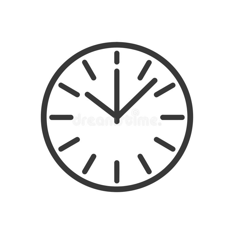 Simple Black and White Outline Clock Face Icon Stock Vector ...