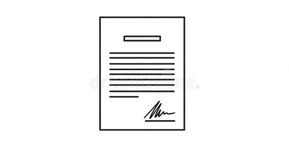 Simple Black and White Outline of a Formal Document Stock Illustration ...