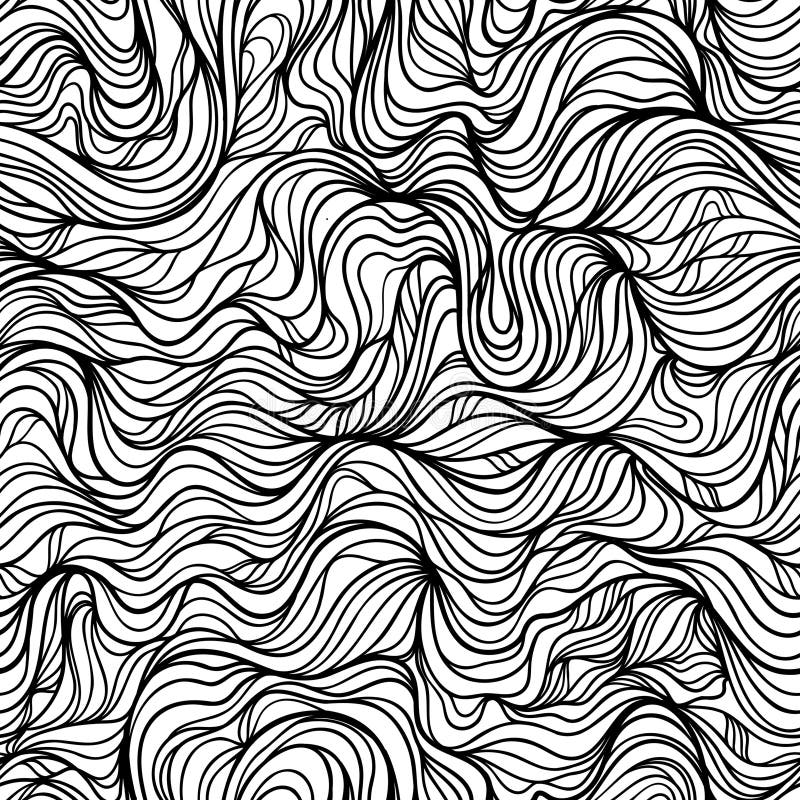 Simple Black and White Pattern in Doodle Style. Fancy Twisted Curls ...