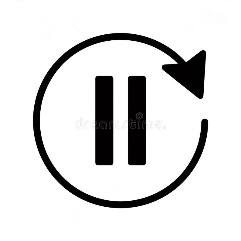 Simple Black and White Pause Button Restarting Playing Multimedia ...