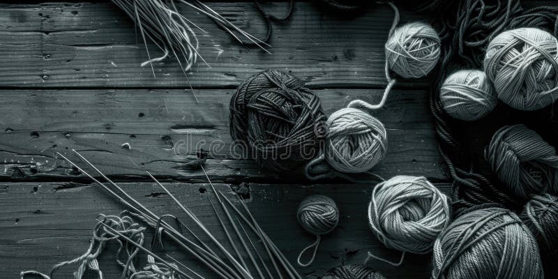 A Simple Black and White Photo of a Bunch of Yarn. Suitable for Various ...