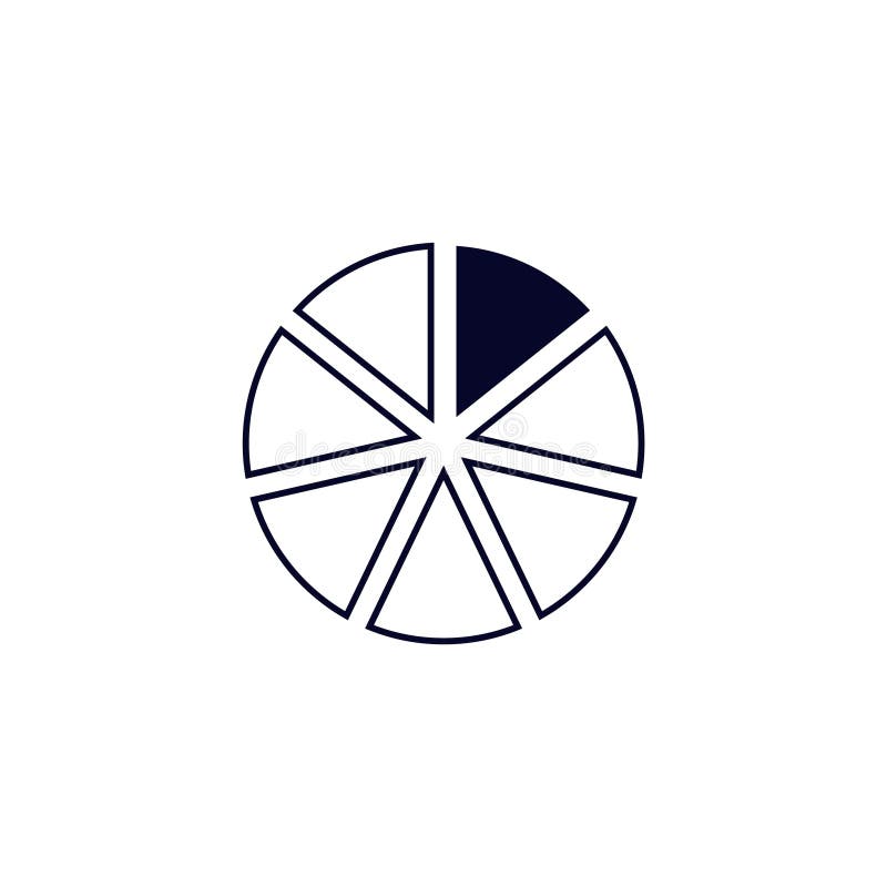 Simple Black and White Pie Chart Icon Showing Divided Segments in a ...
