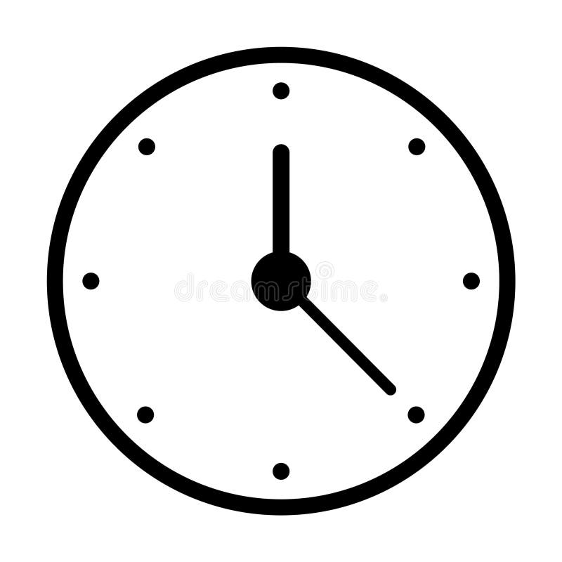 Classic Black and White Round Clock Displaying Time Stock Vector ...