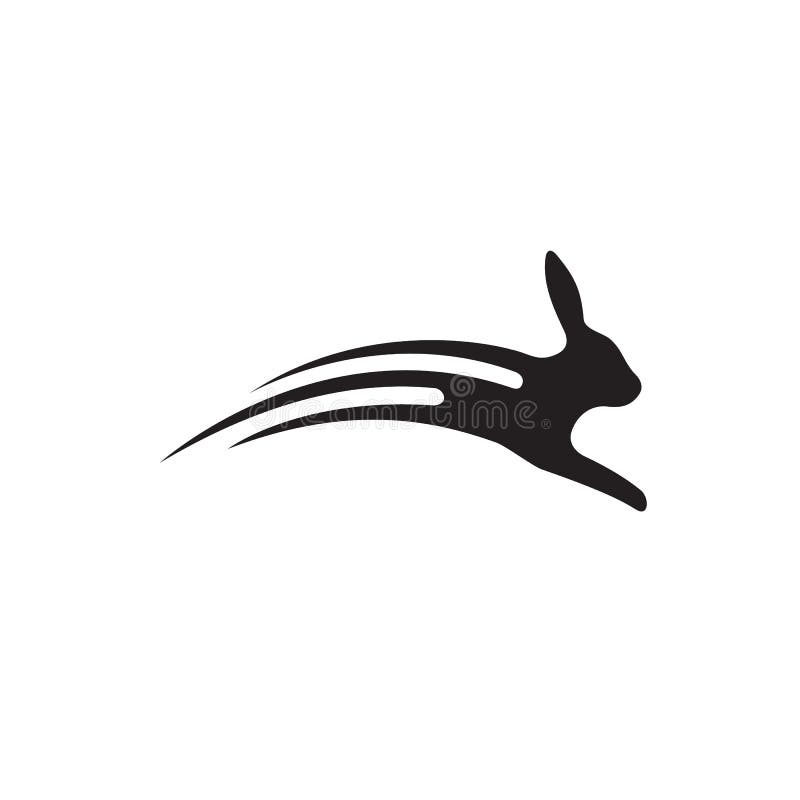 Simple Black and White Running Rabbit Logo Design Vektor Illustration ...