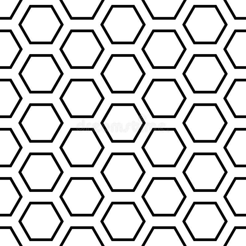 Simple Black and White Seamless Hexagonal Grid Pattern, Geometric ...