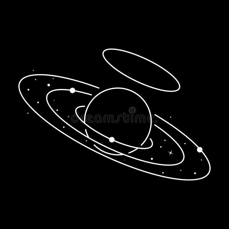 Simple Black and White Solar System Vector Icon Illustration Stock ...