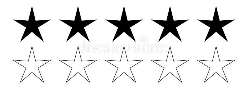 Solid Black and Outline White Star Shapes, Perfect for Rating Systems ...