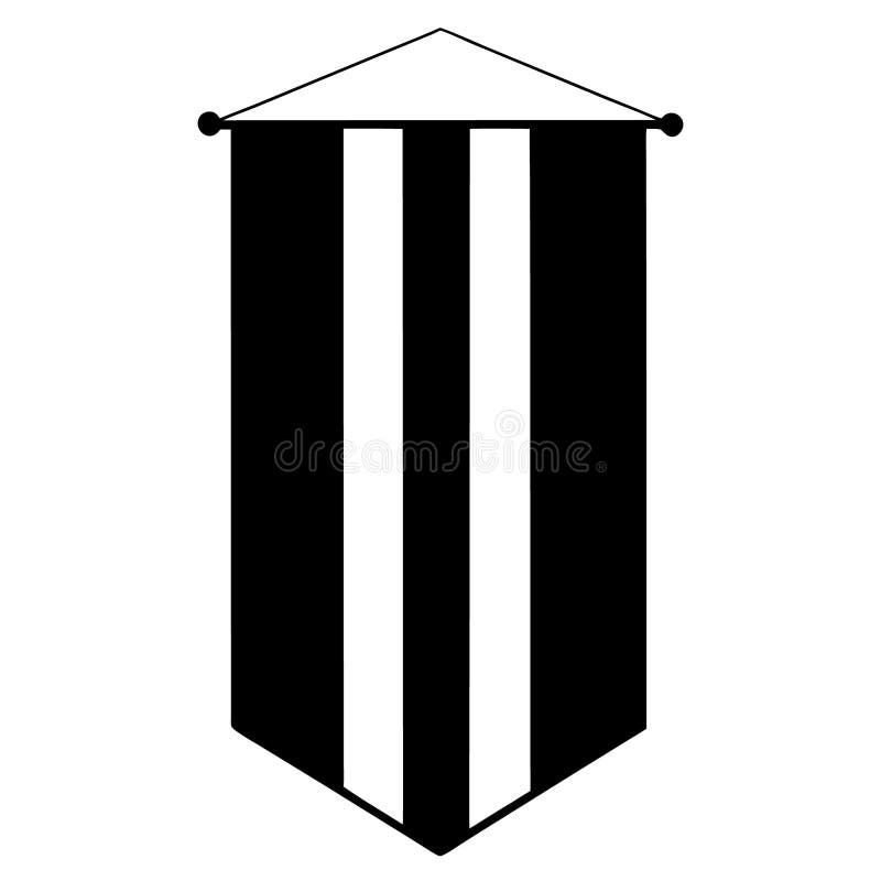 Simple Black and White Striped Medieval Banner Vector Illustration ...