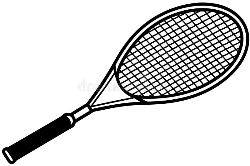 Simple Black and White Tennis Racket Illustration Stock Illustration ...