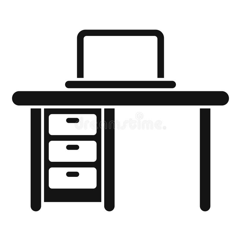 Laptop Standing on Modern Office Desk with Drawers Stock Vector ...
