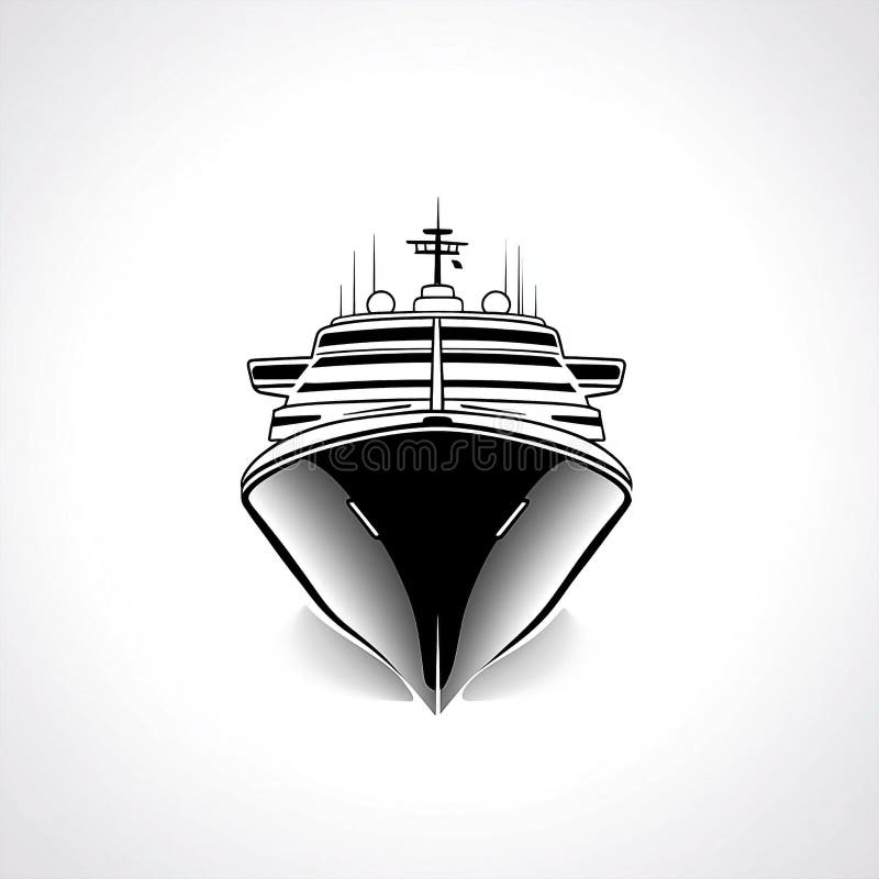 Simple Black and White Vector Icon of a Luxury Cruise Ship on a White ...