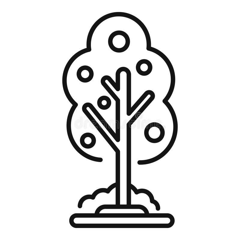 Garden Tree with Round Crown Growing in Ground Stock Vector ...