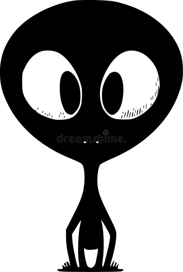 Alien - Black and White Isolated Icon - Vector Illustration Stock ...