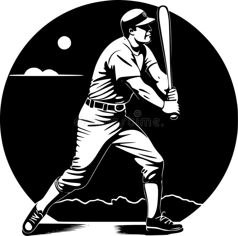 Baseball - Black and White Isolated Icon - Vector Illustration Stock ...