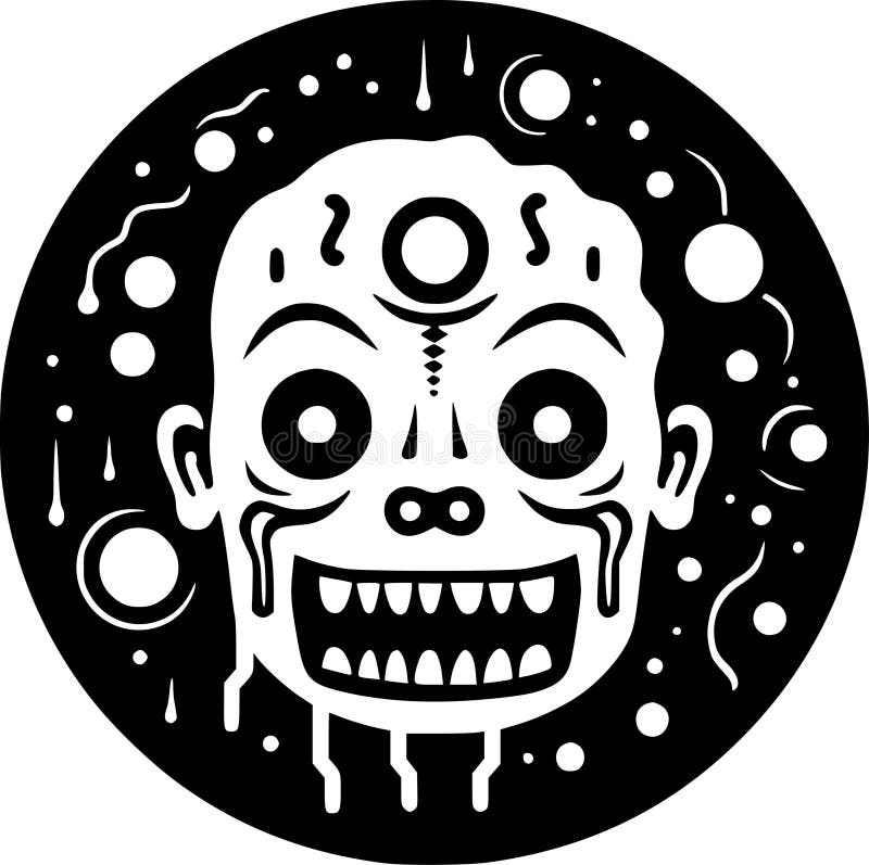 Horror - Black and White Isolated Icon - Vector Illustration Stock ...