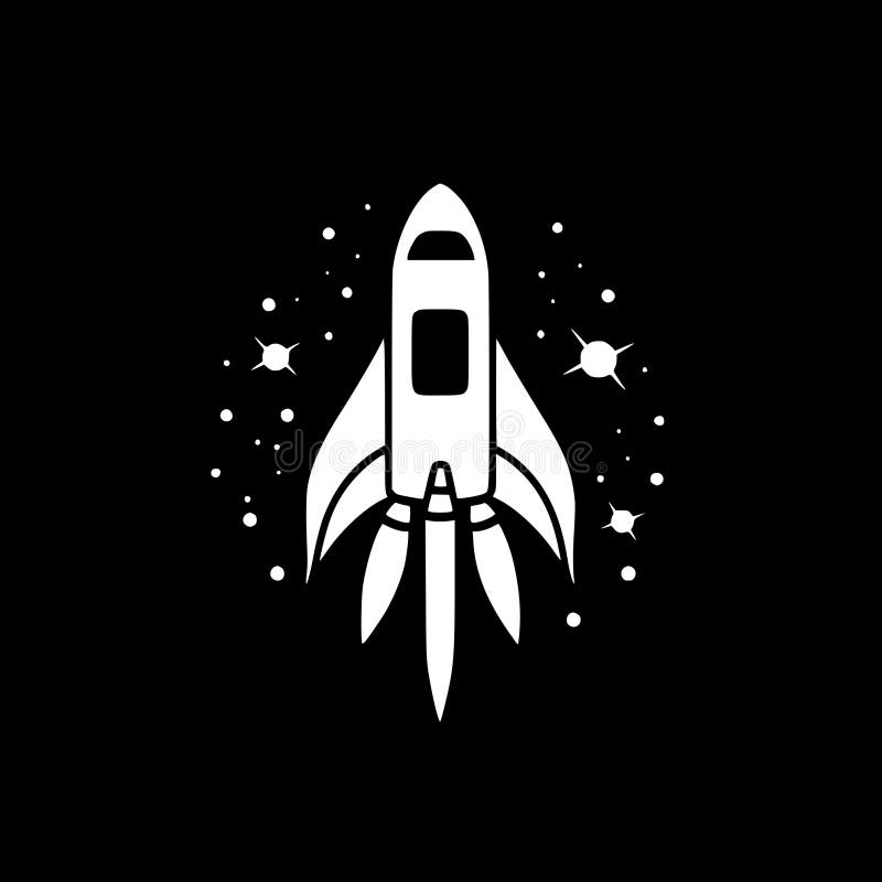 Rocket - Black and White Vector Illustration Stock Vector ...