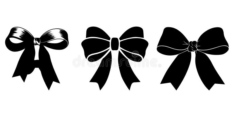 Three Elegant Black Bows on White Background Stock Vector ...