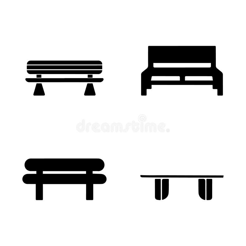 Four Vector Illustrations of Different Park Benches Stock Illustration ...
