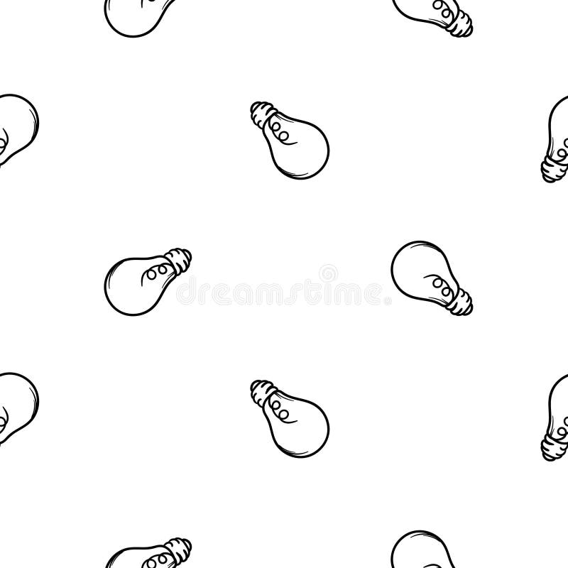 Simple Black and White Vector Seamless Pattern with Light Bulbs ...