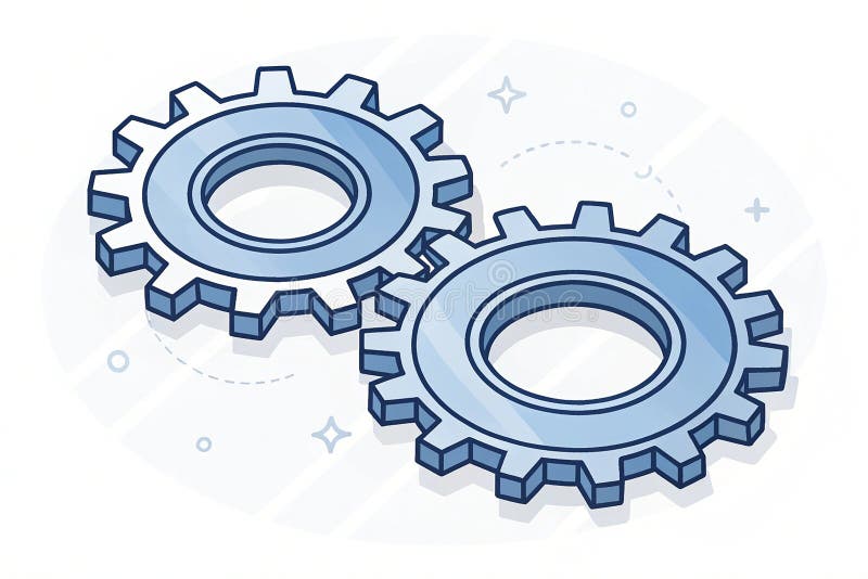 Two Gears Icon, Isolated on the White Stock Illustration - Illustration ...
