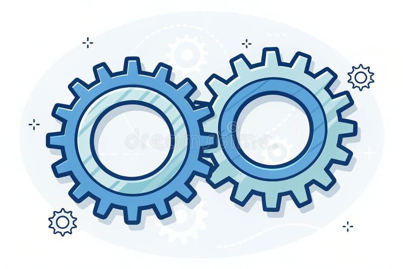 Two Gears Icon, Isolated on the White Stock Illustration - Illustration ...