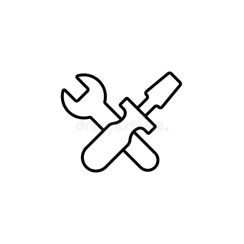 Simple Black Wrench and Screwdriver Icon Design in Modern Minimalistic ...