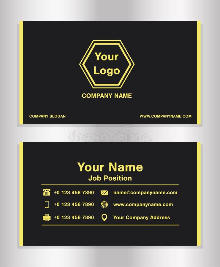 Simple Black Yellow Theme Business Name Card Template Vector Stock ...
