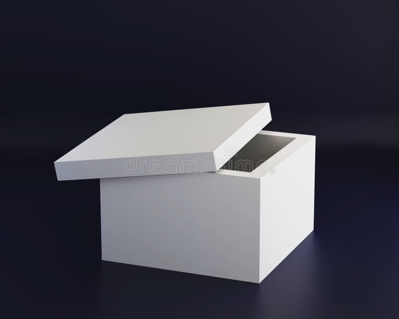 Simple Blank Cardboard Open Box with Lid Stock Illustration ...