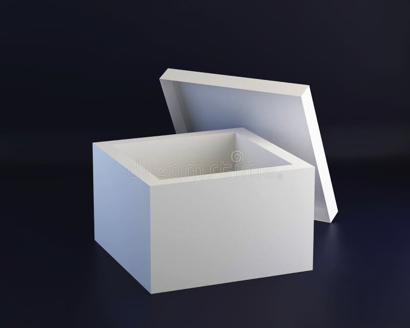 Simple Blank Cardboard Open Box with Lid Stock Illustration ...