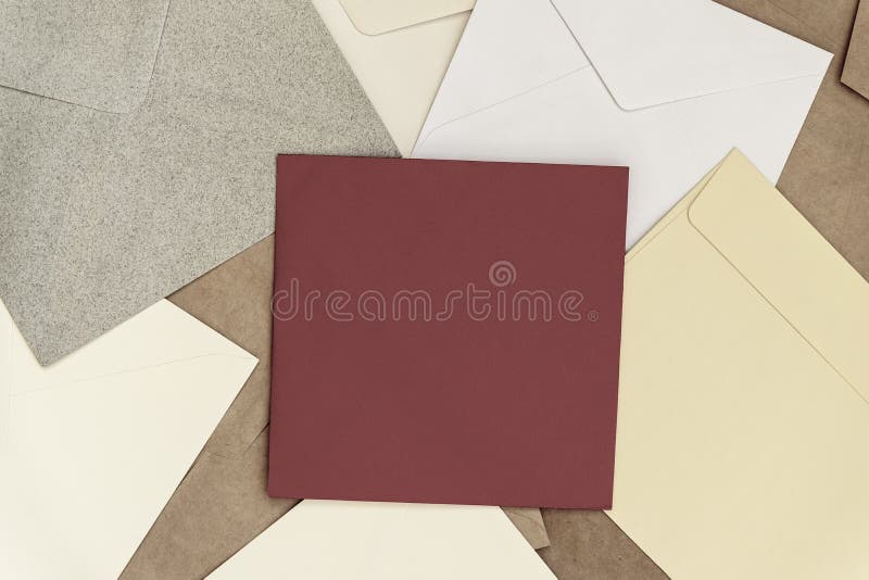 Simple Blank of Dark Red Envelope, Front View, on Background of Many ...