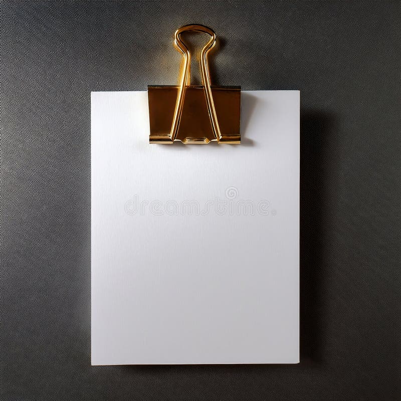 Simple Blank Notepad with a Gold Clip on a Textured Black Surface ...